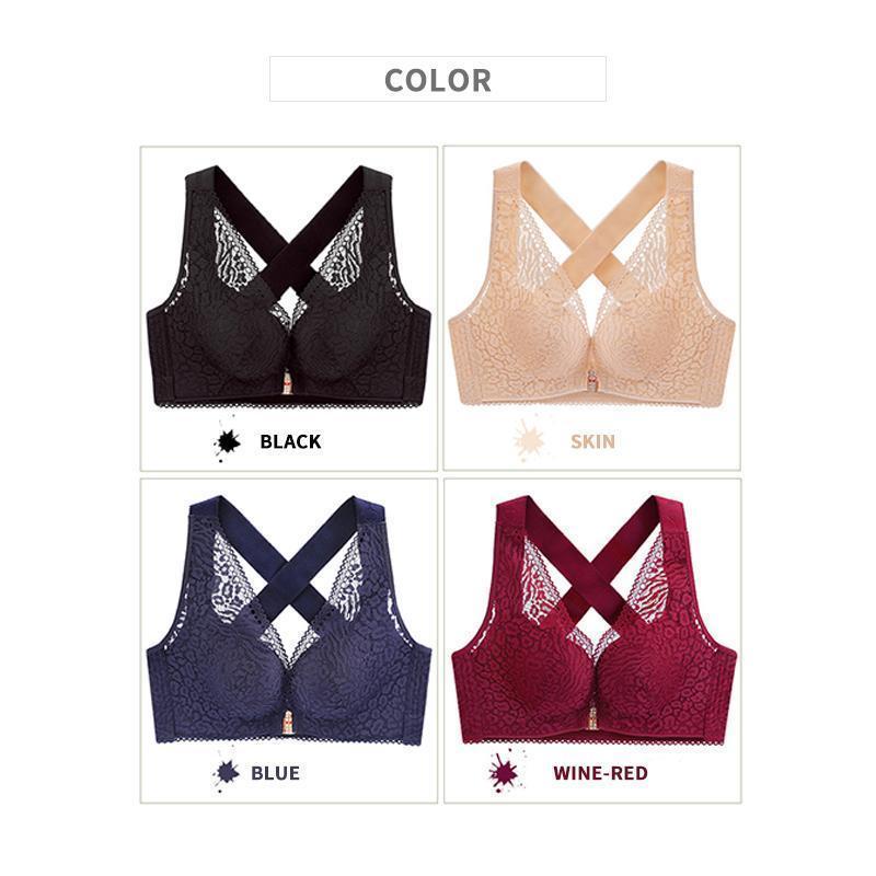 Wireless Front Closure Criss Cross Straps Lace Bras – peonlyshop