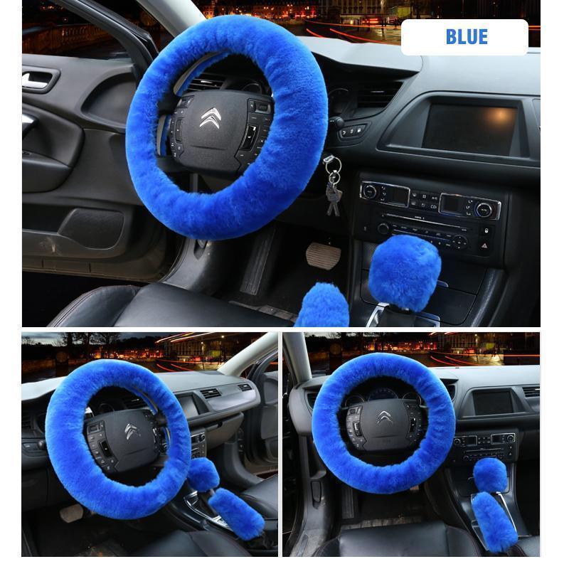 Solid Colour Warm Fluffy Wool Car Set – peonlyshop